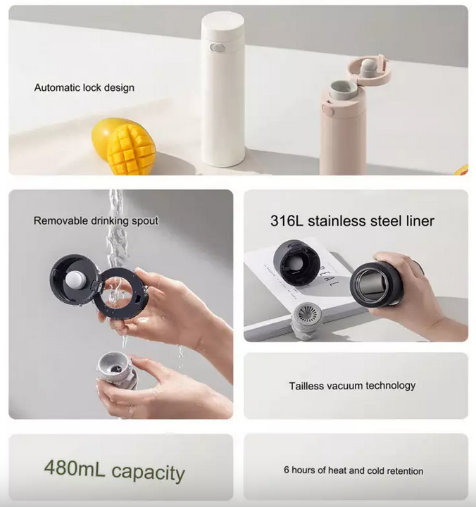 فلاسک شیائومی میجیا مدل Xiaomi Mijia Thermos Cup Flip Version 2 MJTGB01PL 480ml | شیائومی ایران ...